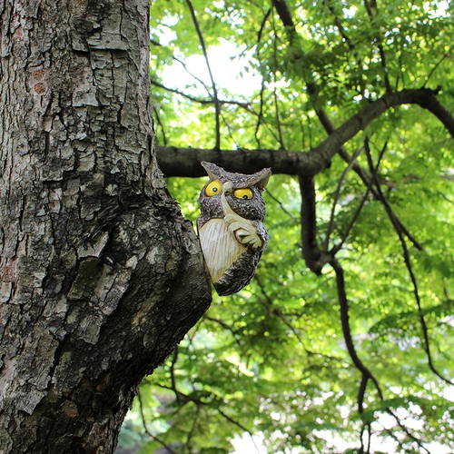 Owl Tree Hugger Whimsical Tree Sculpture Garden Statues Outdoor Tree ...