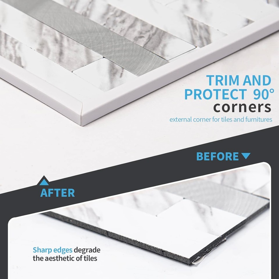 Art3d 20ft Outside Vinyl Corner Trim Peel and Stick for Tile and Wall ...