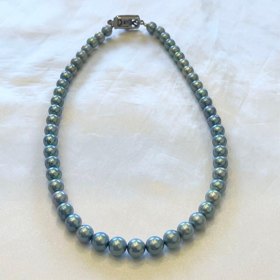 Akoya Pearl Necklace Luster Blue Silver 6.9-7.9mm From Japan | eBay