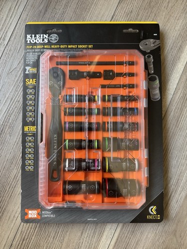 Klein Tools 65626 KNECT Flip24 Deep-Well Heavy Duty Impact Socket Set ...