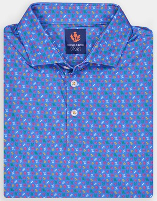 NEW Donald Ross SPORT Zodiac Print XXL Golf Polo Shirt Azure Blue 2XL ...
