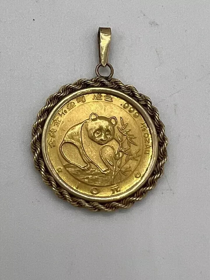 Without Stone 1988 1/10 Oz Panda Coin Pendant With Chain 14k Yellow ...
