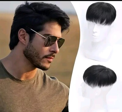 Pieza de cabello corto para hombres hecha a mano con cabello humano ...