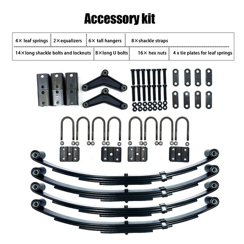 For 3500lb Tandem Trailer Axle Suspension Kit 4 Leaf Springs U-bolt ...