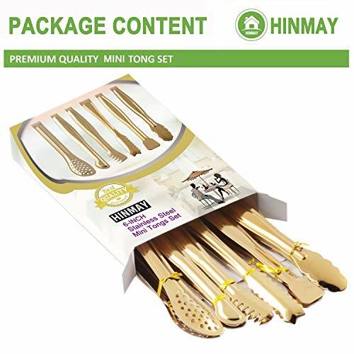 Gold Plated Mini Serving Tongs Set 6inch Appetizers Tongs Stainless ...