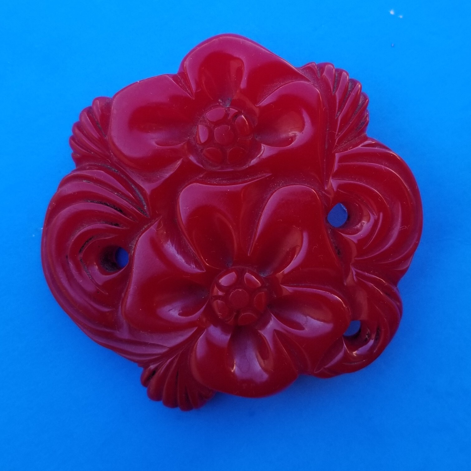 Rare - Mid century - Bakelite Rose flower Dark red Pi… - Gem
