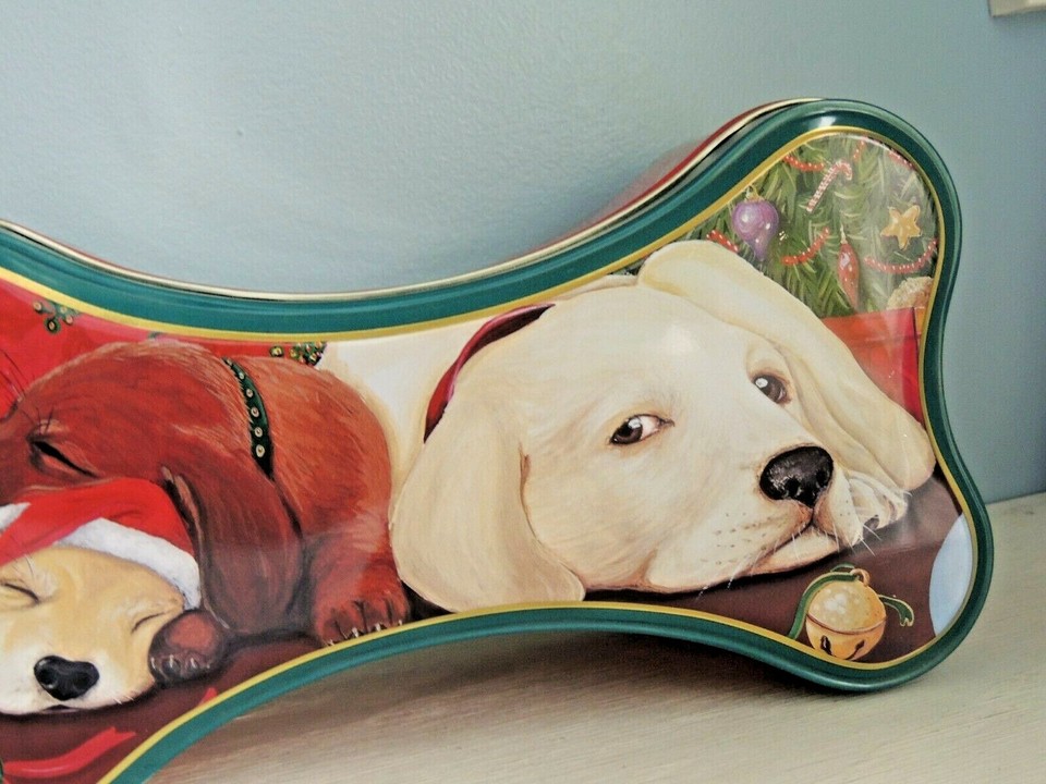 Tin Box Company Dog Bone Shaped Christmas Tin Dog Tin Labs Dog Treat ...