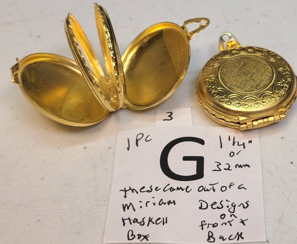 Vtg UNS Most Miriam Haskell Lockets Book Oval Dual Round Heart pendant ...