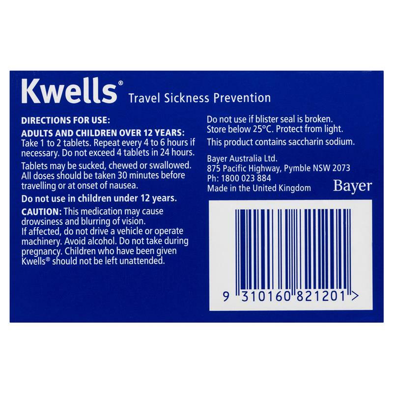 Kwells Adults 12 Pack (Travel Sickness) 9310160821201 | eBay