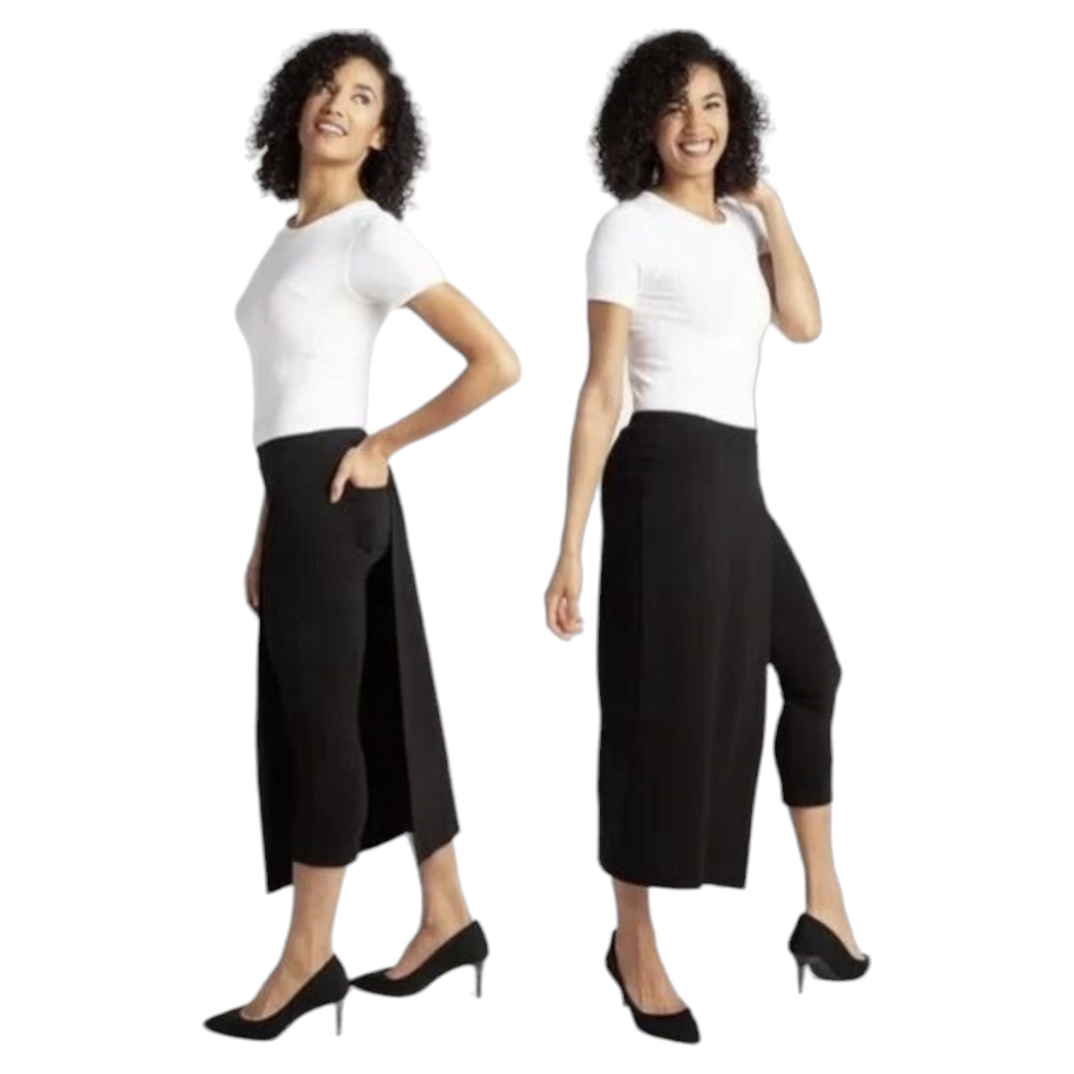 Betabrand The Sassiest Pants Black Capri Skort Skirt … - Gem