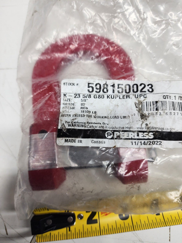 Peerless 598150023 K-23 5/8" Red Grade 80 18100 lbs WLL Kupler New in ...