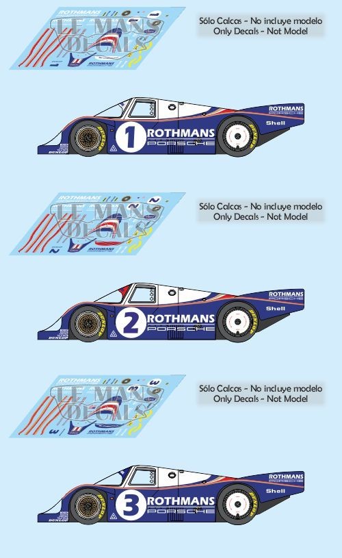 Decals Porsche 956C Le Mans 1982 1 2 3 1:32 1:43 1:24 1:18 956 slot ...