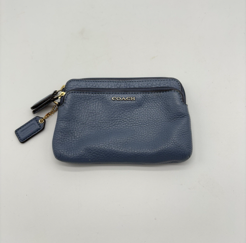 Coach Blue Change Purse Wallet Double Zipper 3 Credit Card Pockets | eBay