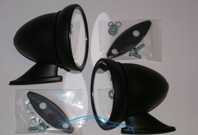 CLASSIC MINI WING MIRROR BLACK BULLET RACING PAIR CAR MG TRIUMPH MATTE ...