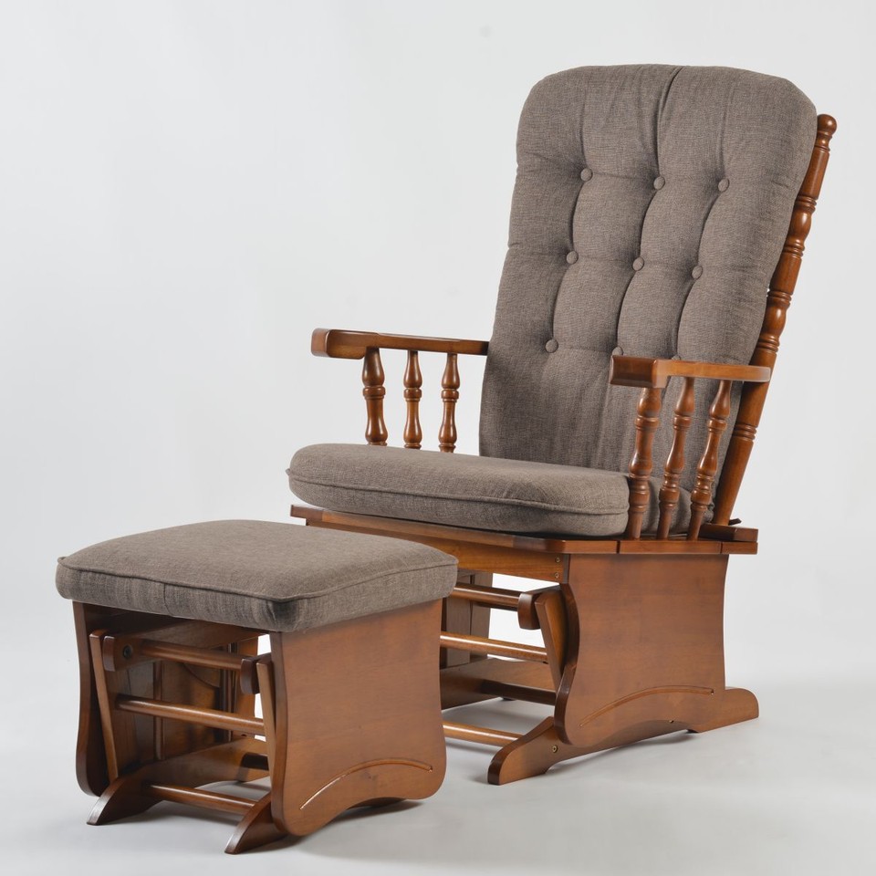 Glider Chair Thick Cushion Rocking Chair with Ottoman for Nursing ...