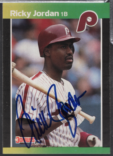 Ricky Jordan Phillies Autographed 1988 Leaf Donruss #624 w/COA ...