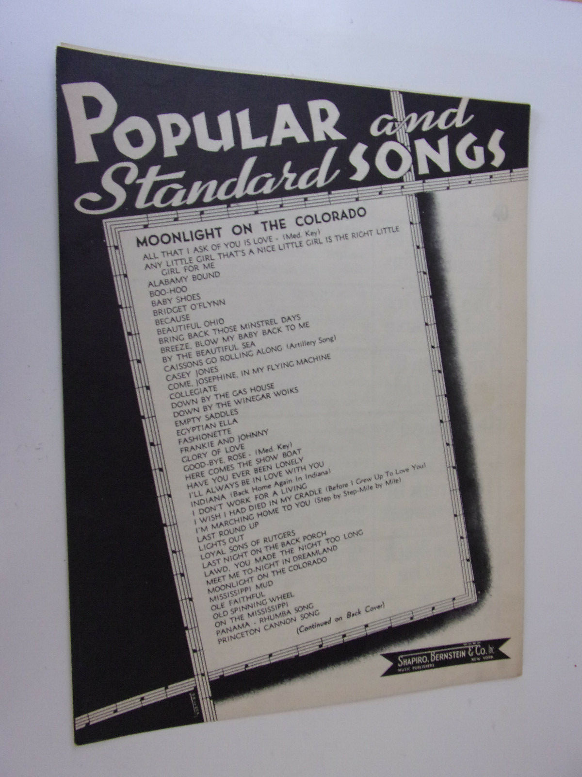 Moonlight on the Colorado 1930 Billy Moll, Robert King piano lyrics ...