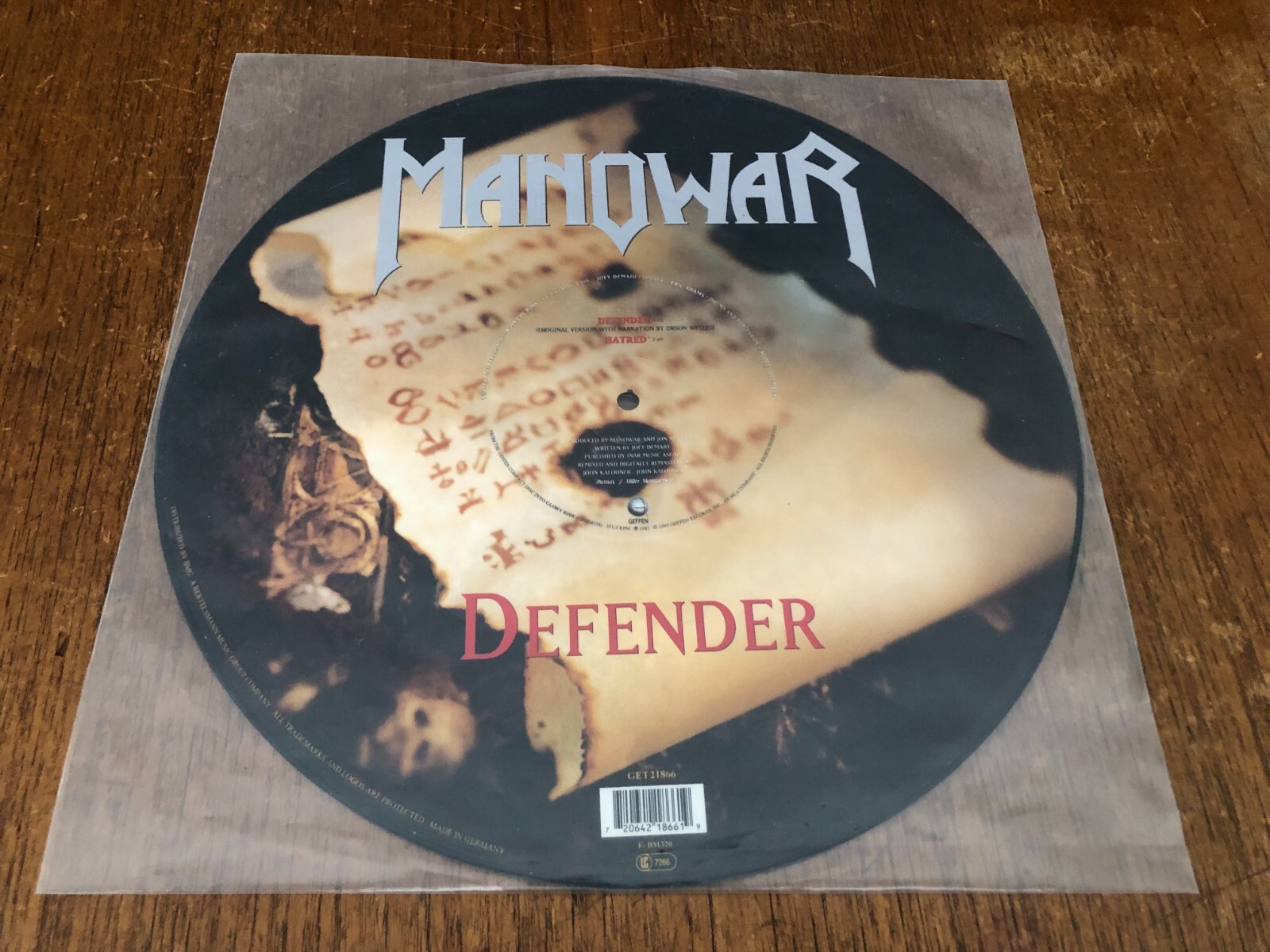 Manowar "Defender" 2 Track 1993 Geffen Records Vinyl for sale online | eBay