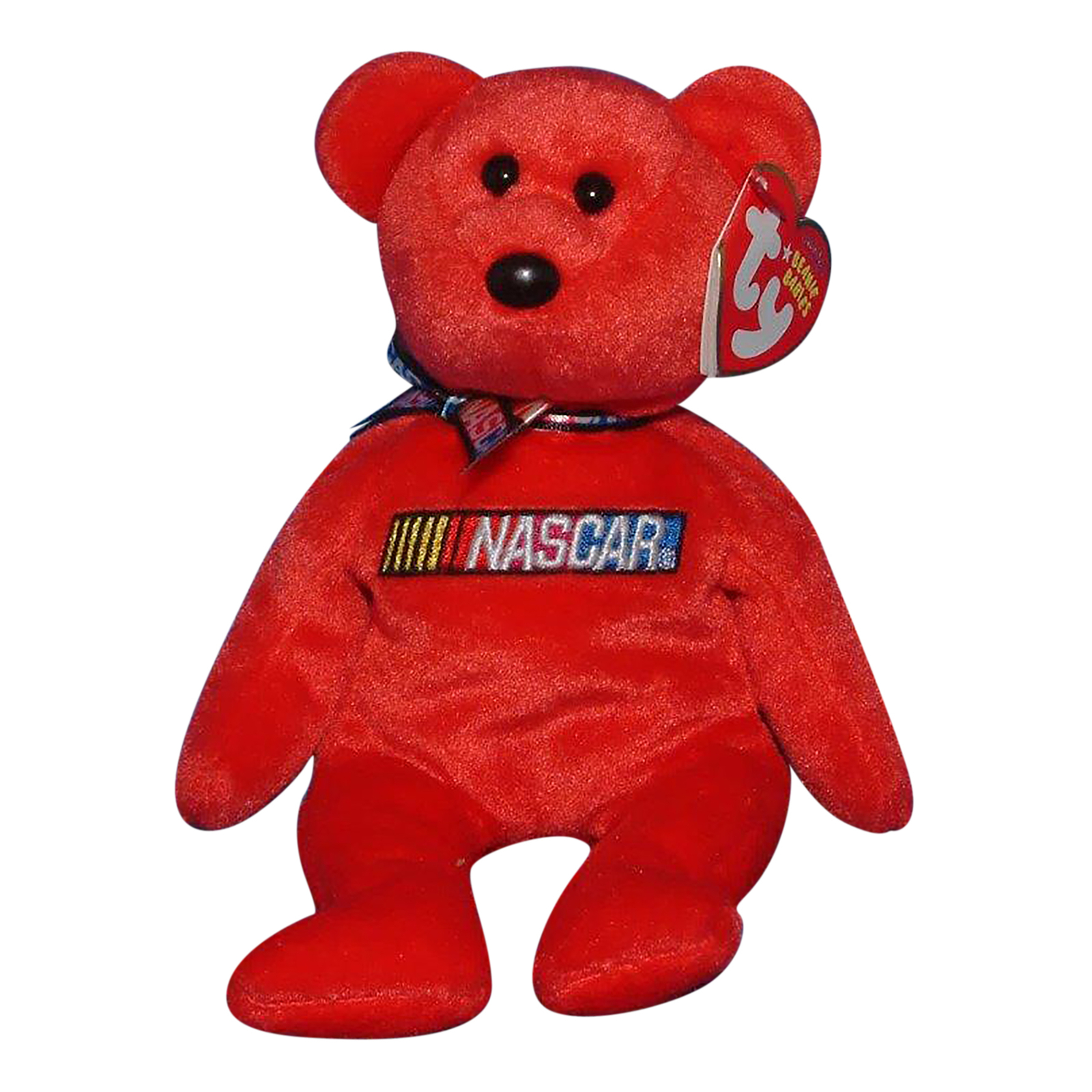 Ty 2007 Beanie Baby Racer NASCAR Teddy Bear Black Racing Race 9" Plush ...