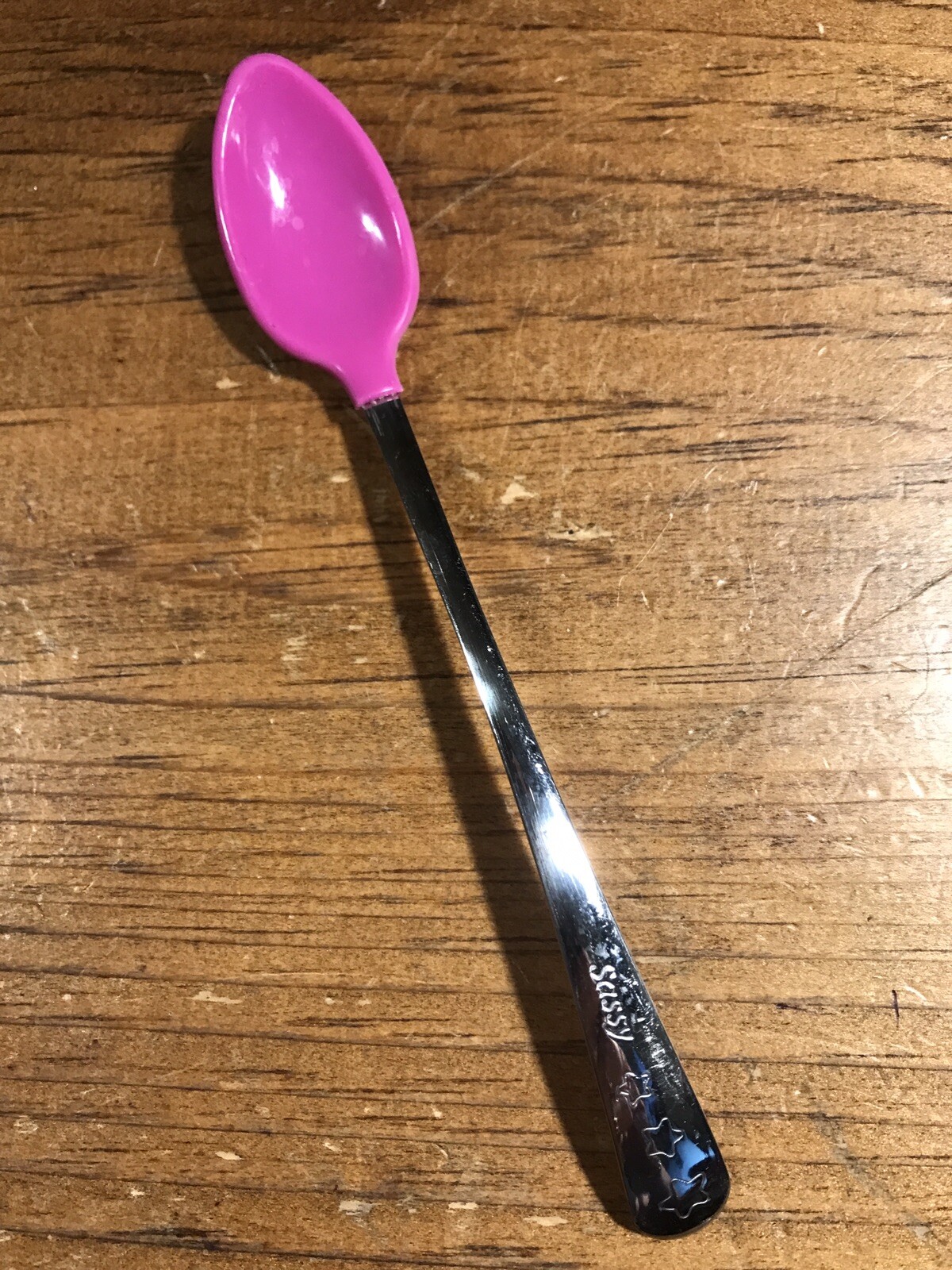Vintage Sassy Infant Feeding Spoon with Bright Pink Plastic Coating | eBay