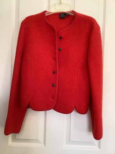 GEIGER Tyrol 44 Austrian Boiled Pure Wool Red Jacket Coat Warm Cardigan ...
