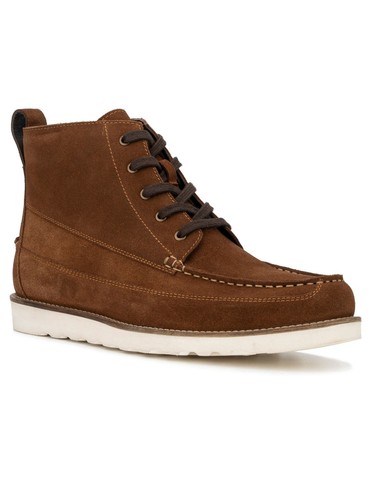 RESERVED FOOTWEAR Mens Brown Heel Pull-Tab Fritz Round Toe Leather ...