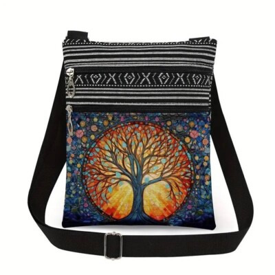 Stained Glass Tree of Life Small Crossbody Purse Tote Bag 21 ...