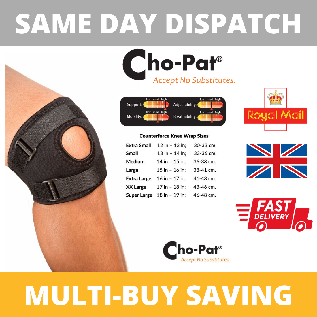 Cho-Pat Counterforce Knee Wrap | Alleviate Knee Pain | Fully Adjustable ...