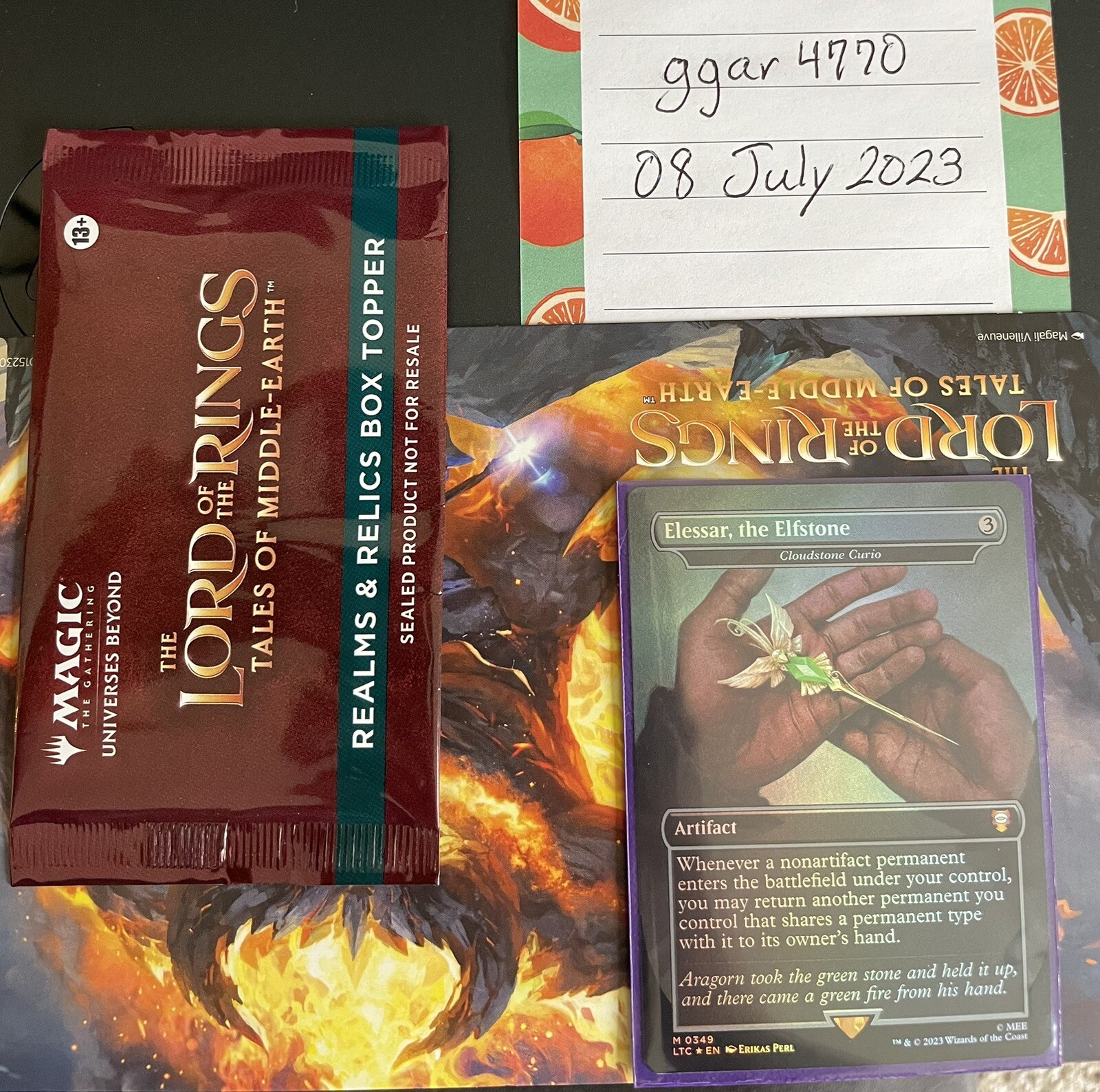 Elessar, the Elfstone / Cloudstone Curio / Foil Borderless LOTR 0349 ...