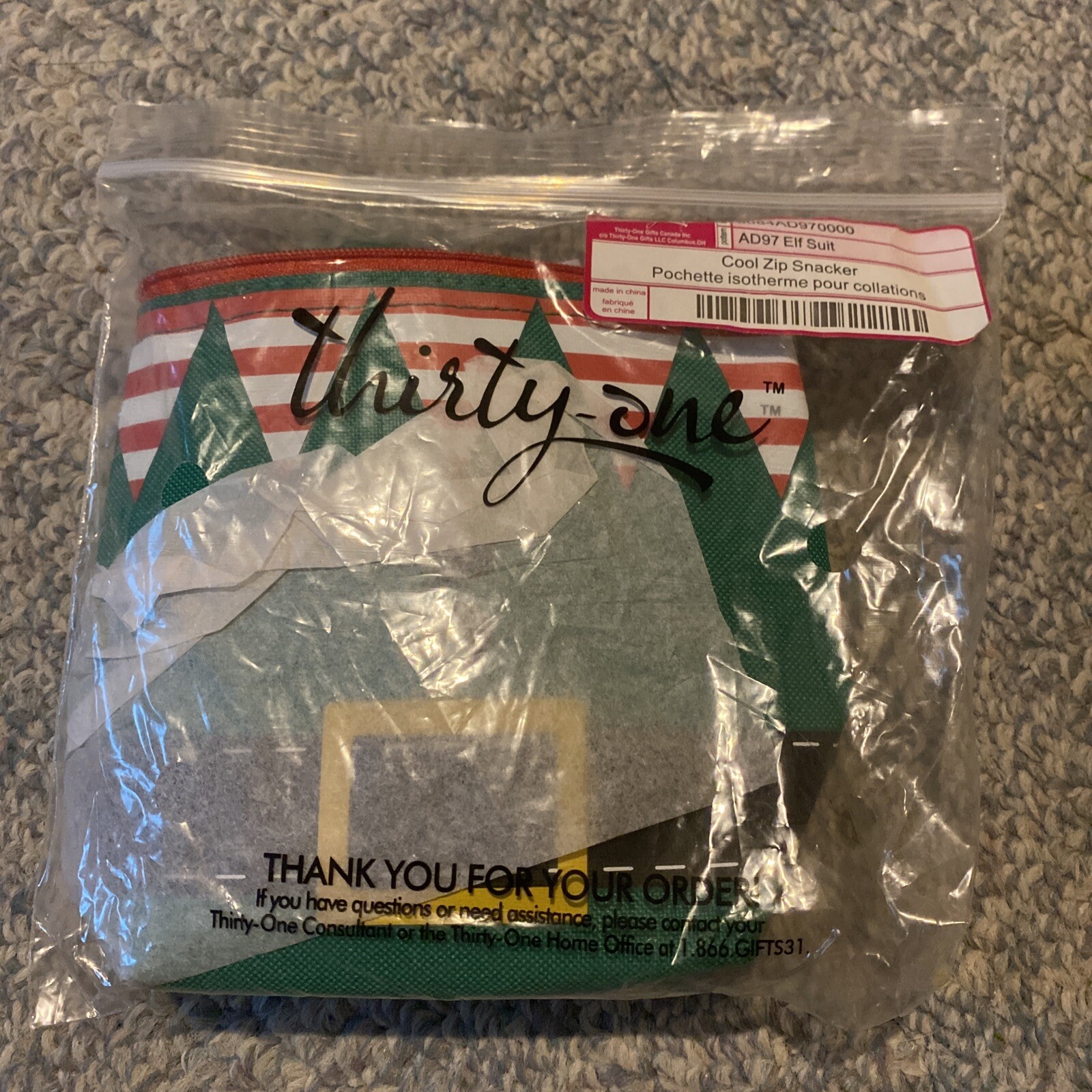 Thirty One Cool Zip Snacker Elf suit NWT 31 snack pouch holiday | eBay