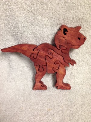 Wooden T-Rex Scroll Saw Puzzle - Handmade - 7 Pieces - Stained | eBay