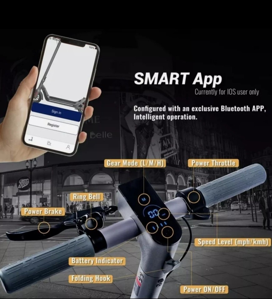 PHANTOM GOGO Foldable Electric Scooter A8 Scooter 28 Miles Control with ...