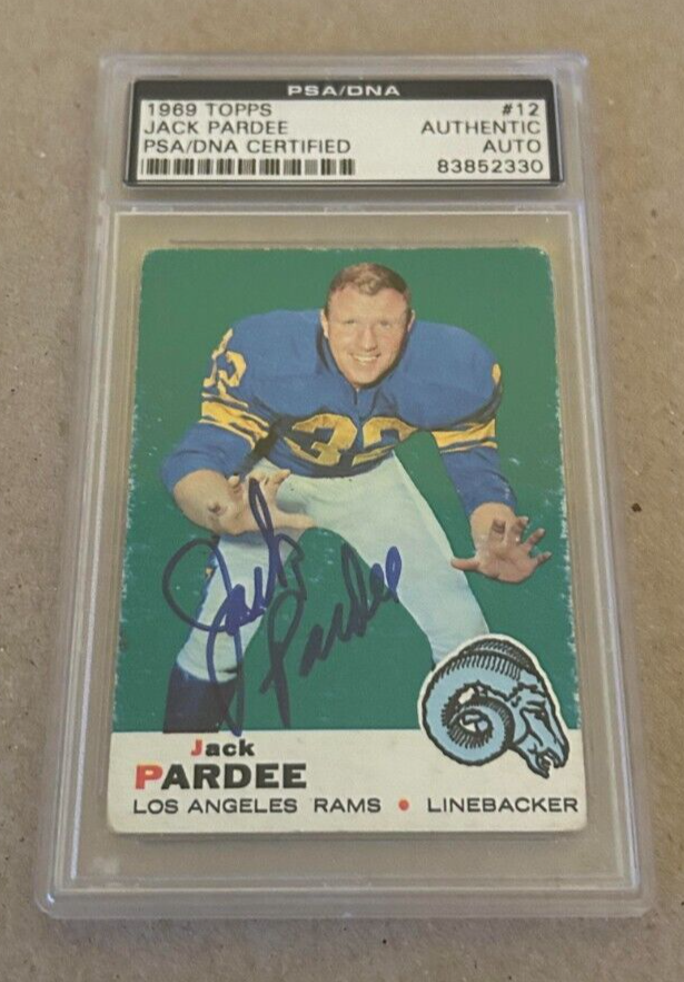 Jack Pardee 1969 Topps #12 Signed Auto Autograph Rams Texas A&M PSA/DNA ...