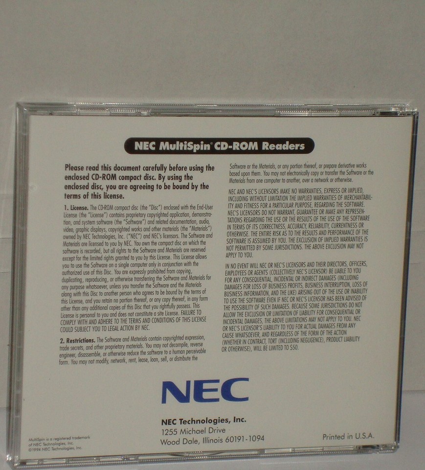NEC MultiSpin CD-Rom Readers Tutorial Software CD 1994 Multi Spin | eBay