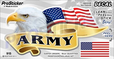 ProSticker 915 (One) 3" x 6" American Flag Eagle Patriotic Army Decal ...