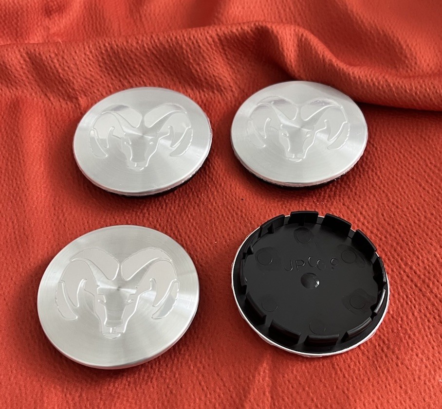 4 Silver Chrome Dodge 63mm Wheel Center Caps Fits Challenger Charger ...