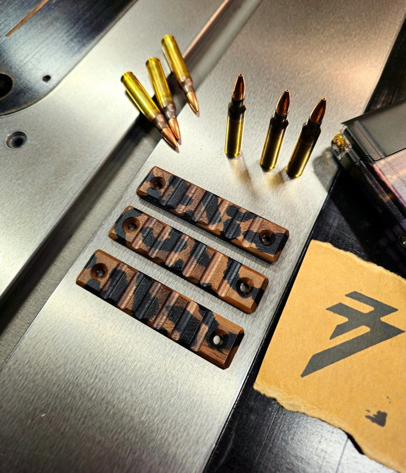 Wood Mlok & Keymod Rail Cover LARGE GROOVES Texture -CAMO WALNUT *1 ...