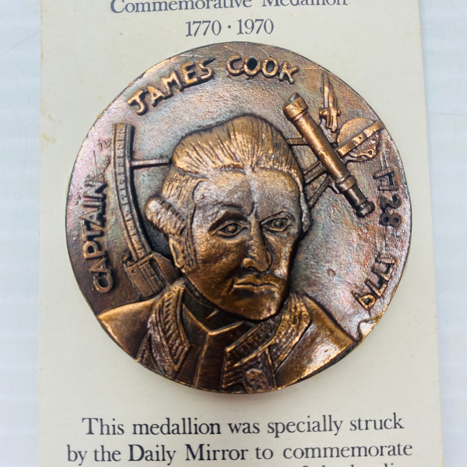 Rare Caption Cook Bicentenary 1770-1970 Commemorative Medallion ...