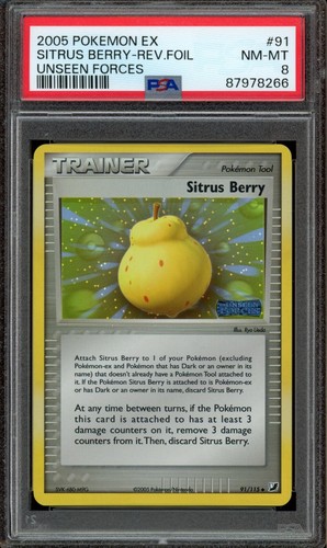Pokemon PSA 8 NM-MT EX Unseen Forces Reverse Holo Sitrus Berry 91/115 (MD) | eBay