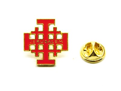 12 Pcs Jerusalem Cross Brooch Lapel Pin Gold Red Christian Holyland ...