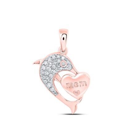 10K ROSE GOLD 1/8 CTW-DIA NK GIFT MOM HEART DOLPHIN PENDANT | eBay