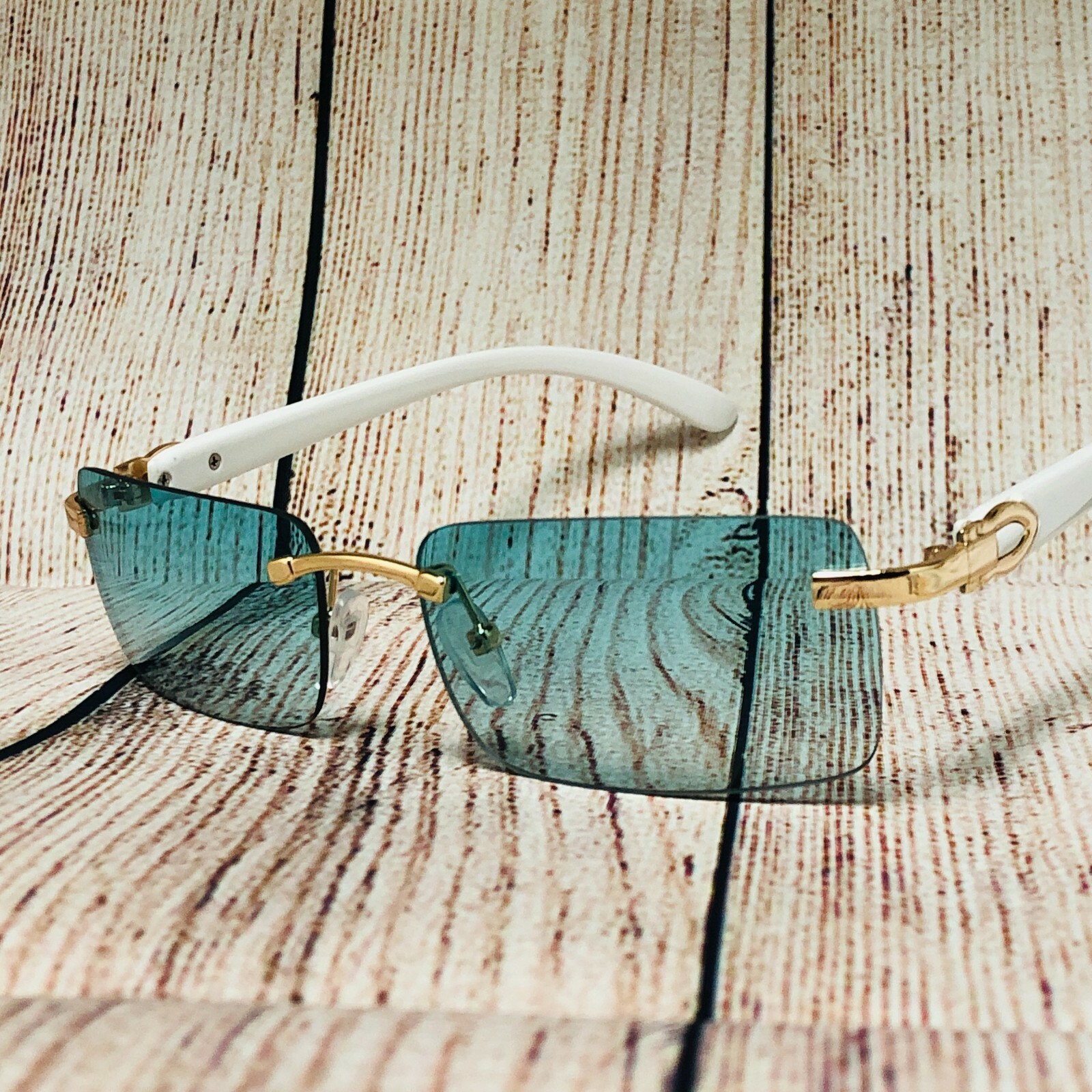 Mens Classy Style Wood Buff Retro 90s Hip Hop Rapper Gangster Rimless ...