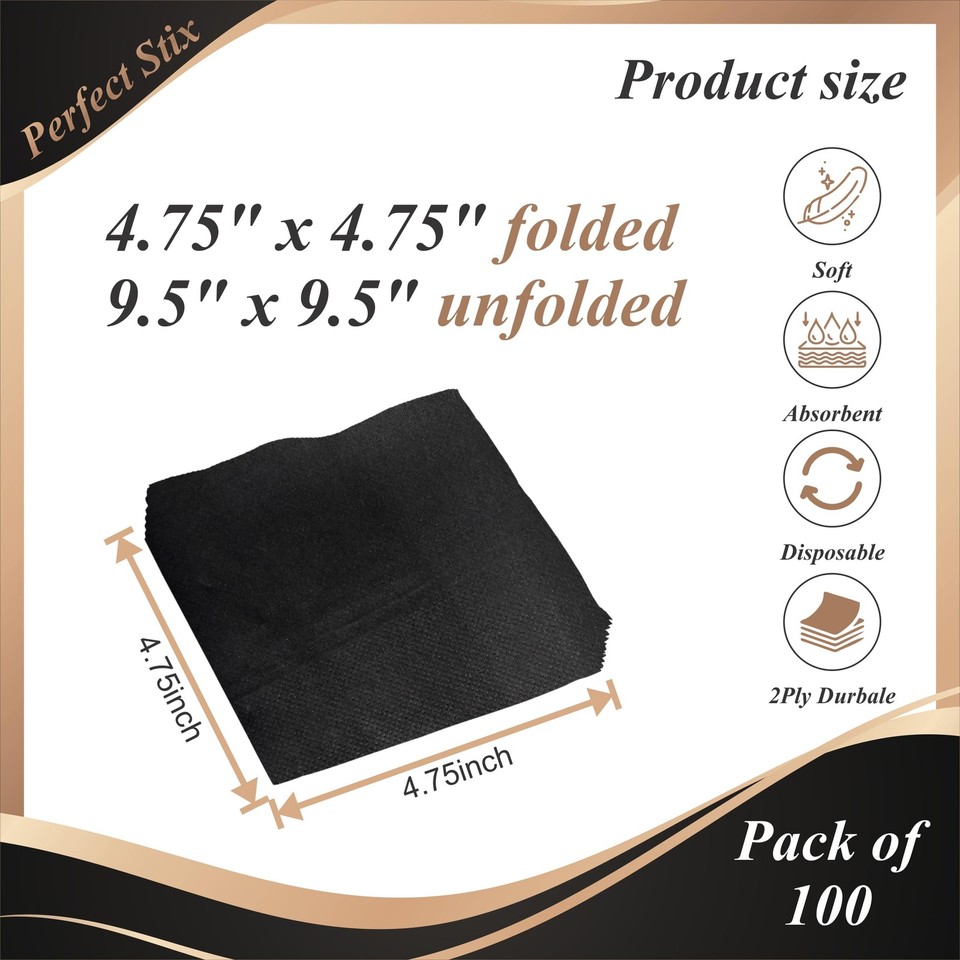 - 2 Ply Black Napkin-100ct Paper Cocktail Beverage Napkins, 2-Ply ...