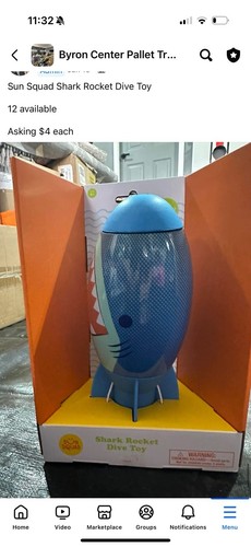 Sun Squad Shark Rocket Diving Toy Blue Pool Beach Water Launch ...