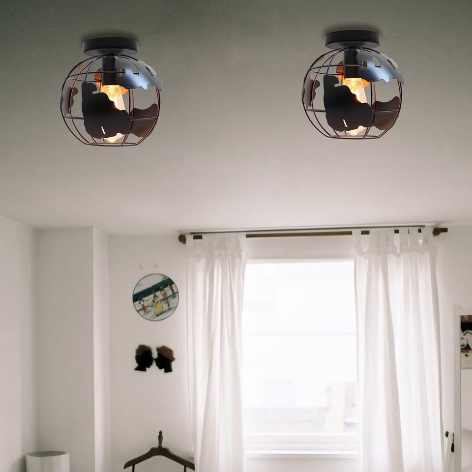 Ceiling Light World Map Lamp Fitting Modern Metal Wire Loft Ceiling ...