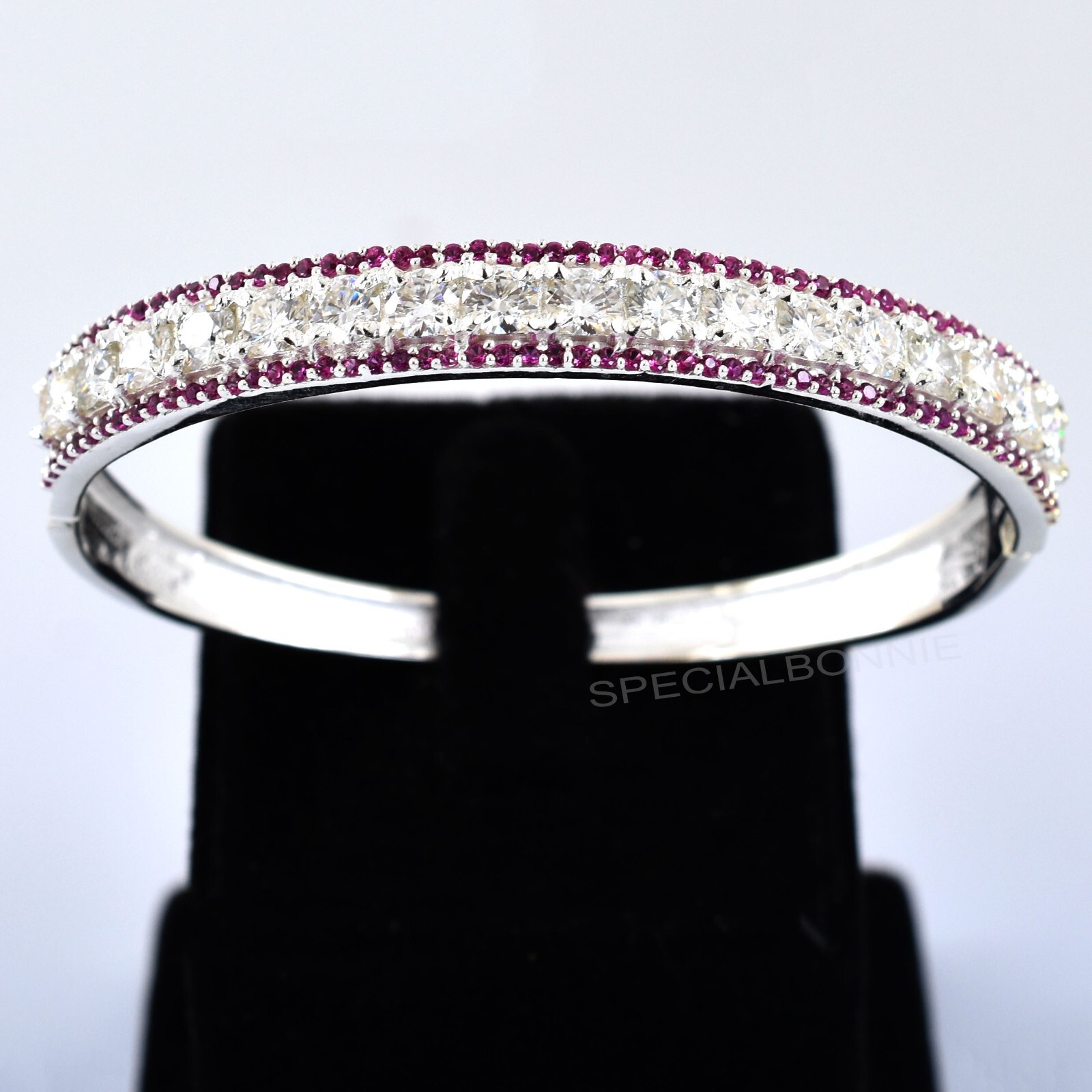 Designer 4Ct White Diamonds Bangle Openable Bracelet 925 Silver-Great ...