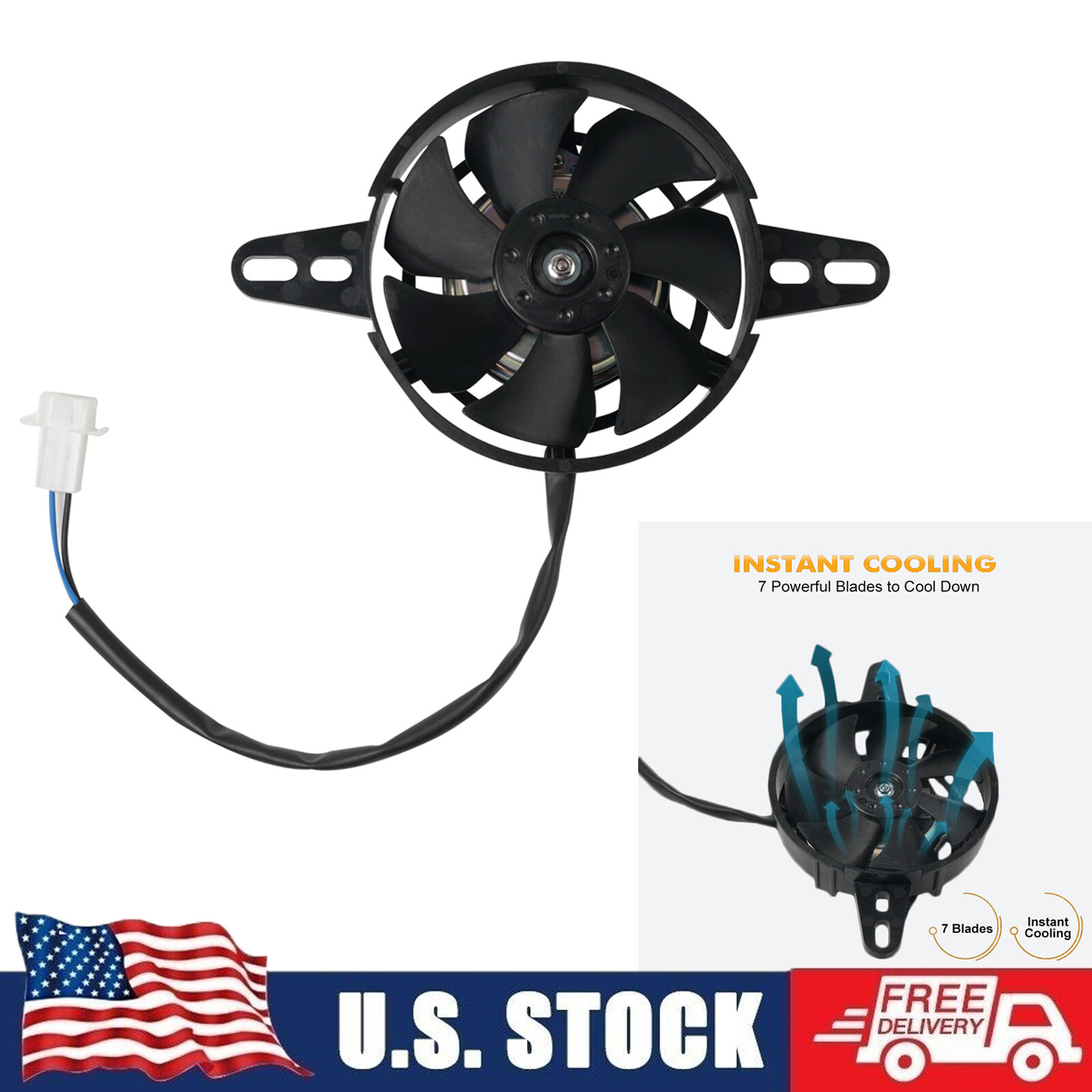 4" 12V Electric Cooling Fan Radiator Cooler 2-Wire For YAMAHA YZ250F ...