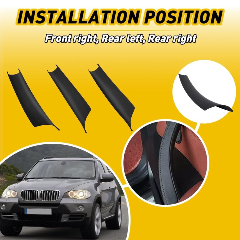 Matte Black Inner Door Pull Handle Panel Cover For BMW X5 X6 E70 E71 ...
