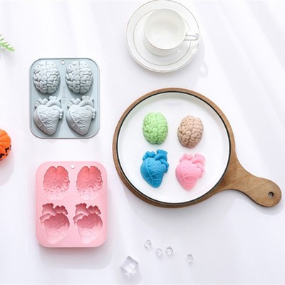 Brain Heart Shape Silicone Mold Food Grade Brain Fondant Molds Silicone ...