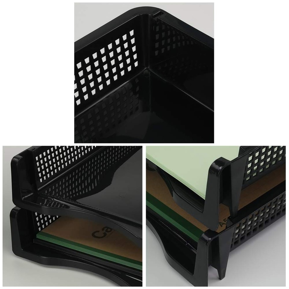 6-Pack Black Plastic Stackable Tray/Basket, Stackable Office Lletter ...